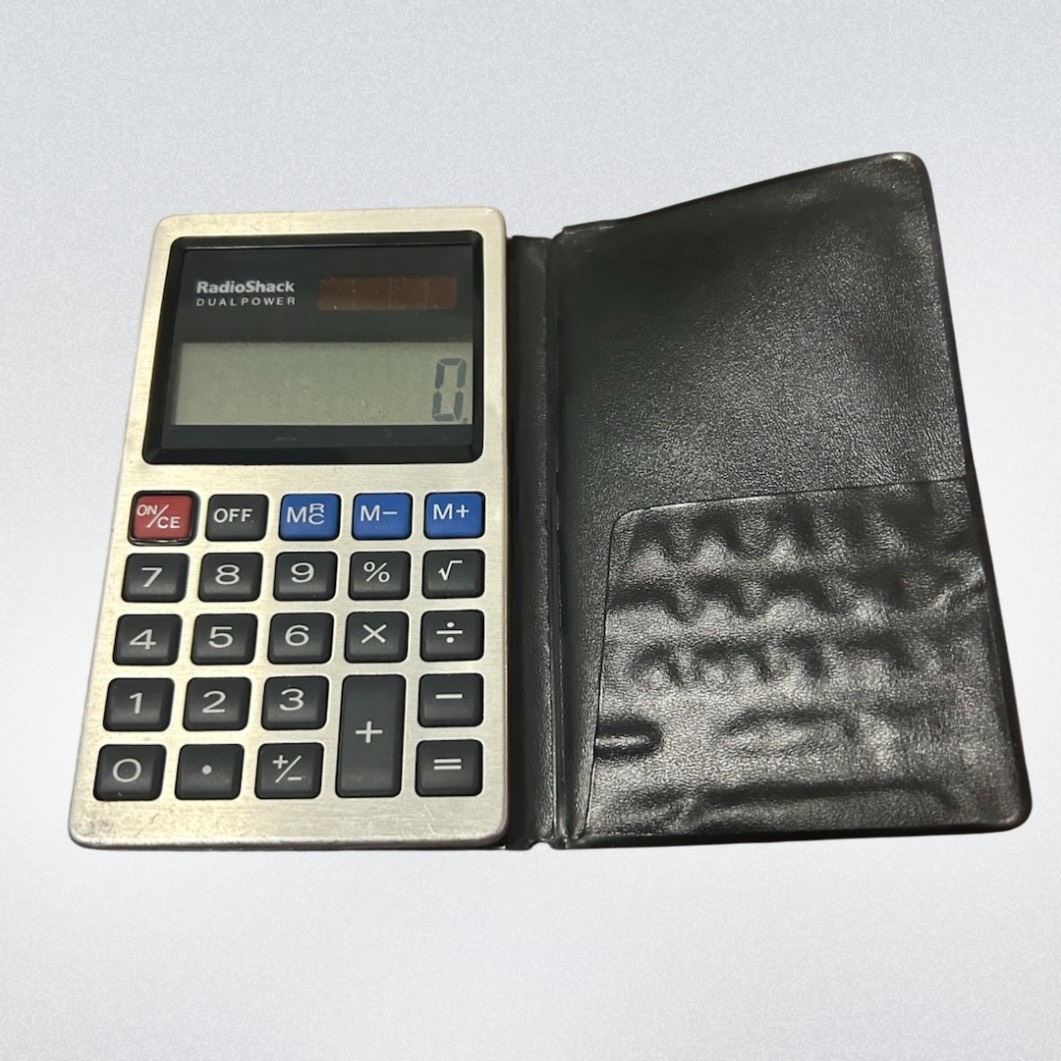 Radio Shack POCKET CALCULATOR in Case Dual Power Solar/Battery Thin 3 ...