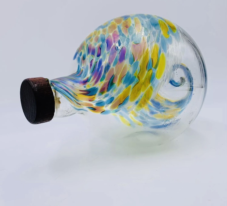 2018 Opal Art Glass Studio hand blown Float Bottle Iridescent ...