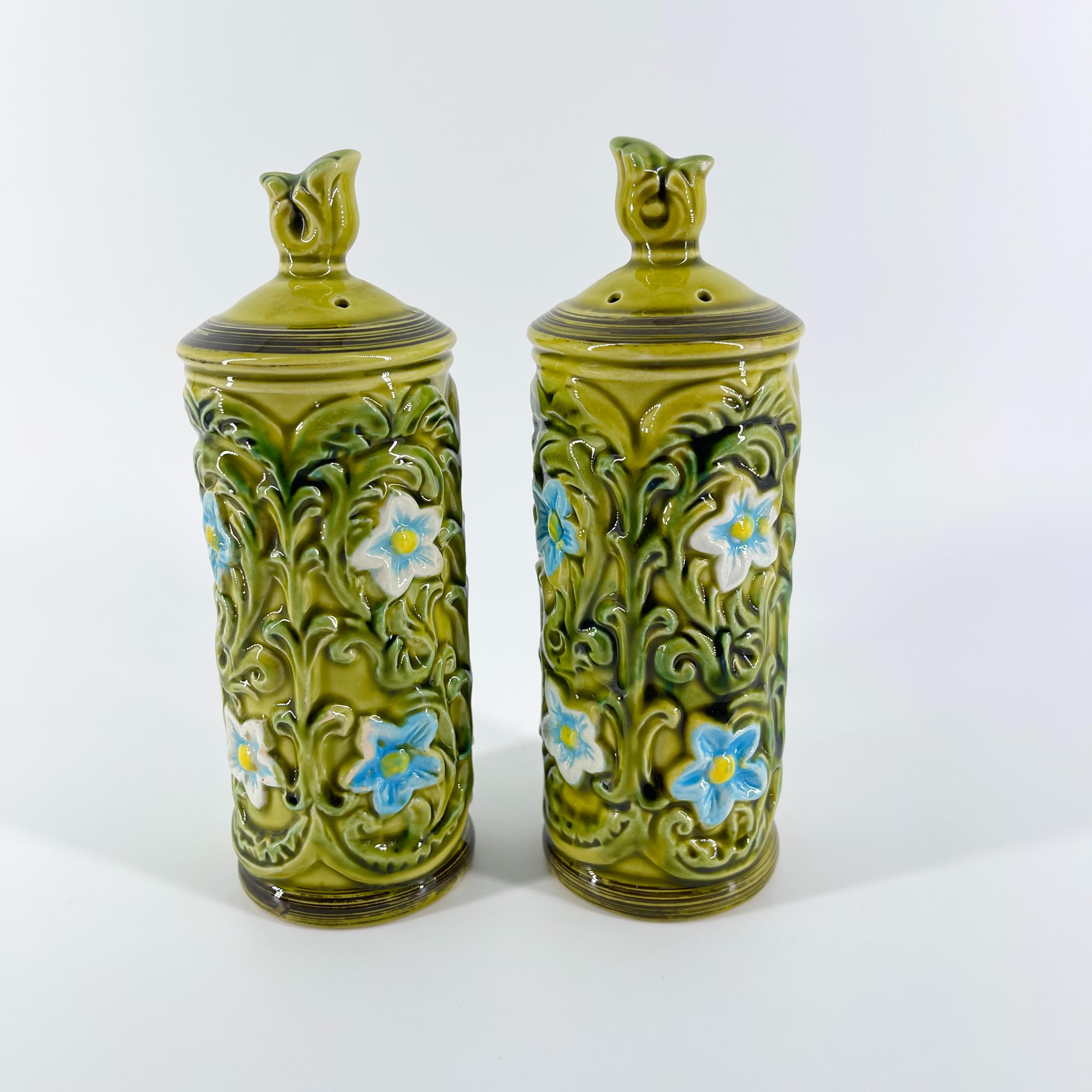 Vtg 1970 Geo Lefton MCM Green Ceramic Salt & Pepper Shakers #6450 ...