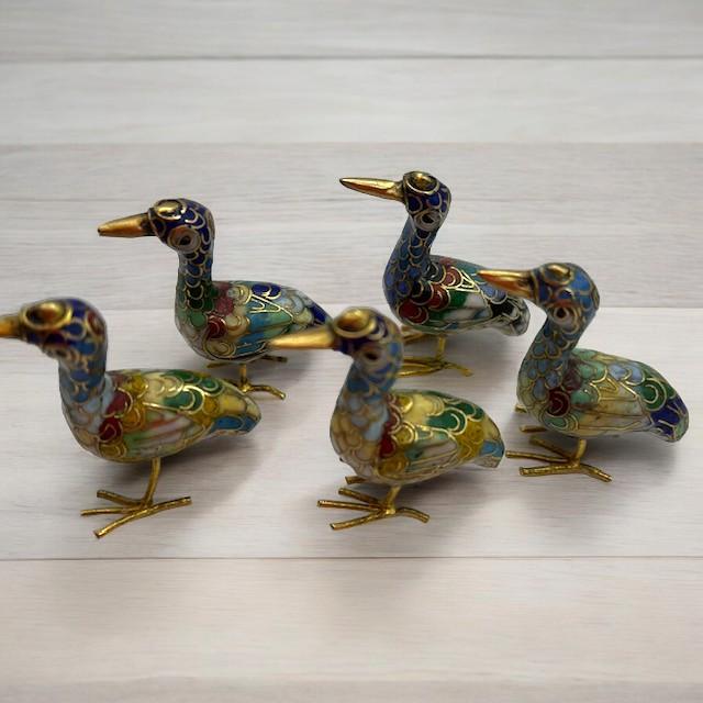 Miniature Cloisonne Ducks Geese