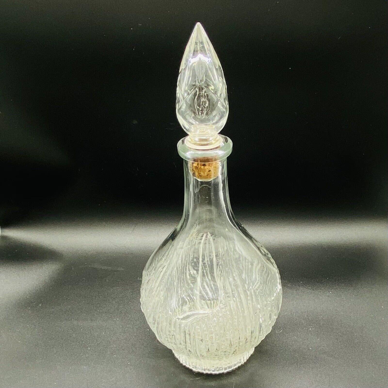 #0820 Vintage Austrian Tree Bark design decanter Clear Glass with Stopper