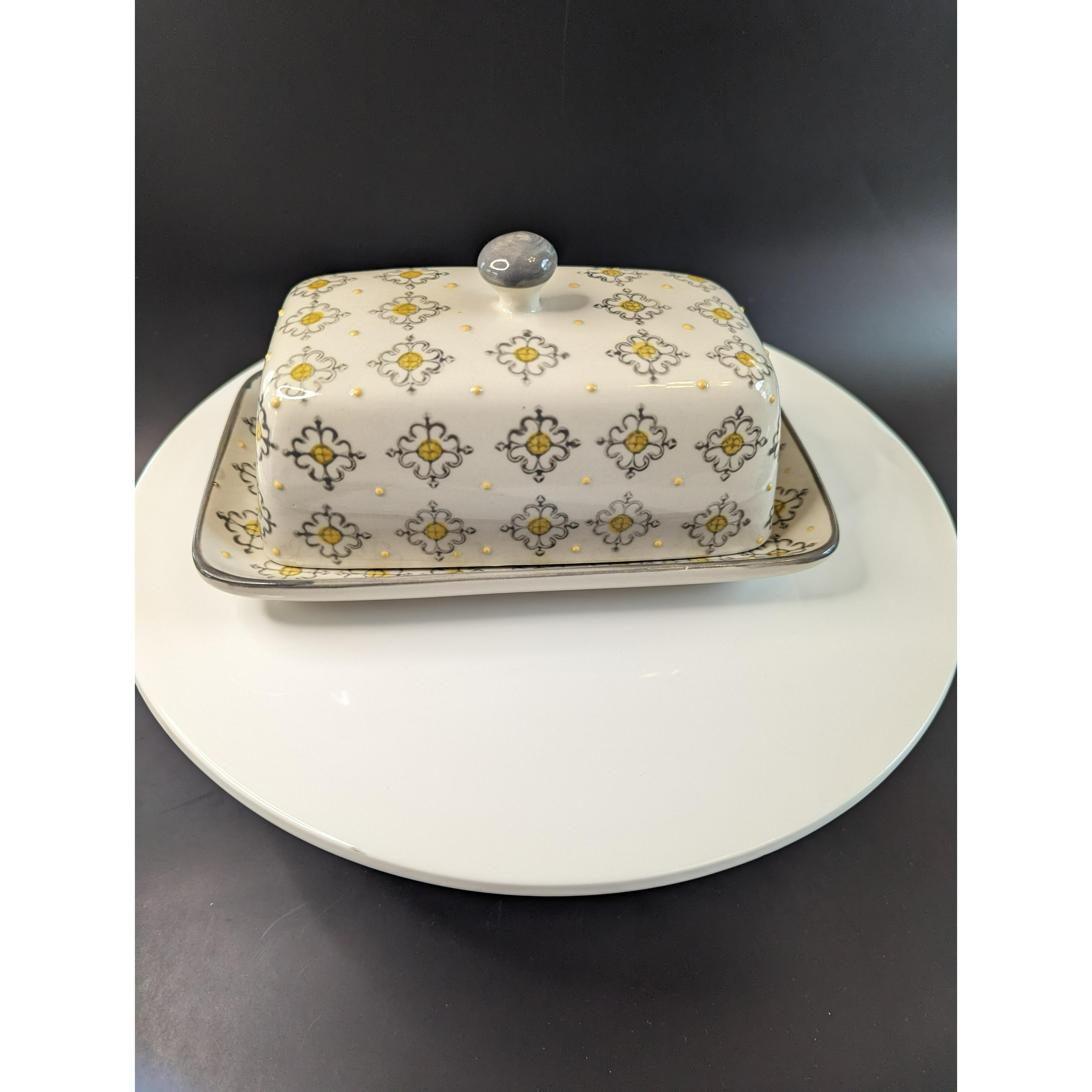 Vintage Floral Butter Dish, Retro Kitchen Accessory, Ceramic , France ...