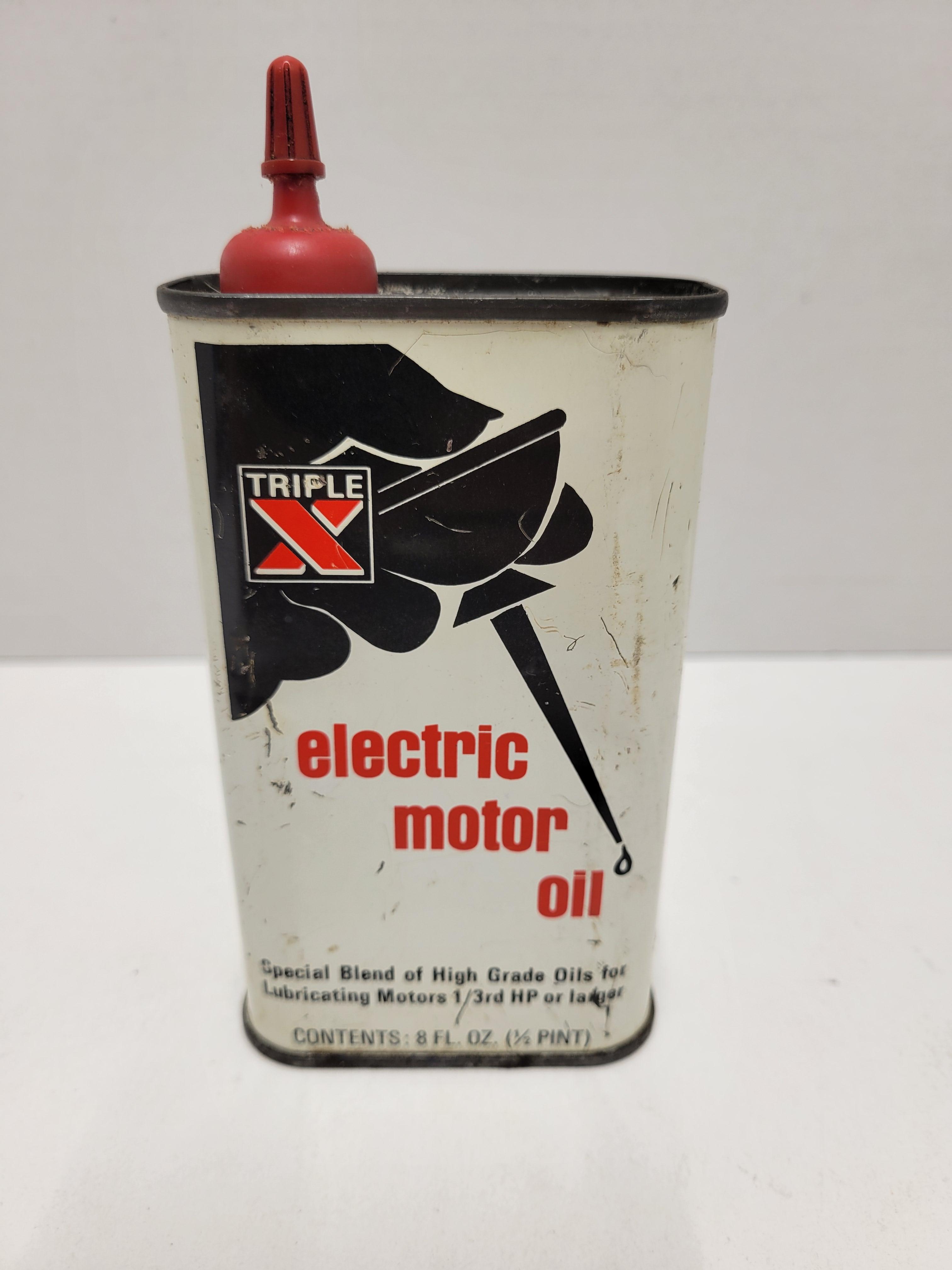 VTG Triple XXX Electric Motor Oil Can Handy Oiler 8 FL OZ Empty