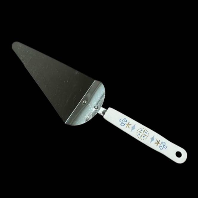 Vintage EKCO Chromium Plated Pie / Cake Server ~ Blue/Gold Retro Tulip ...