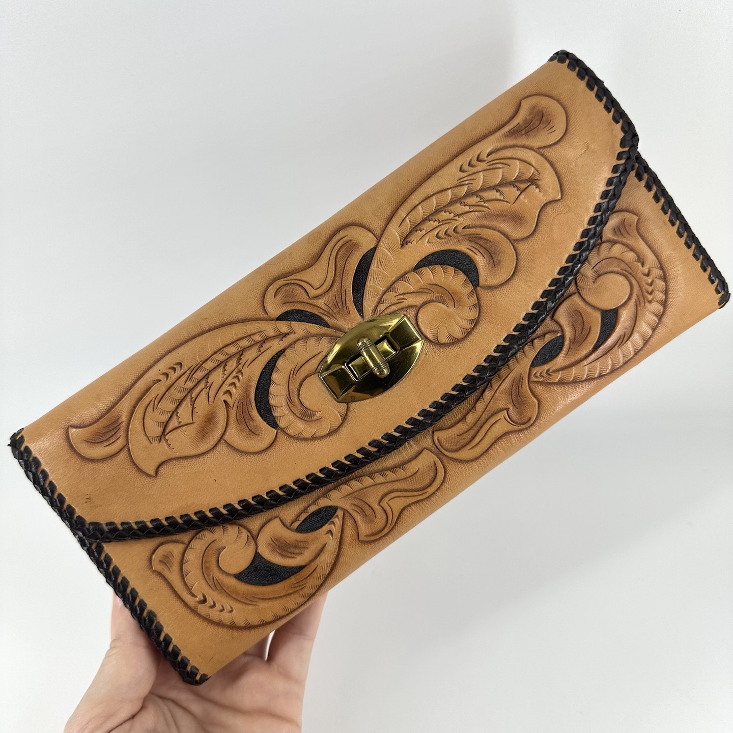 Genuine Leather Tooled Wallet