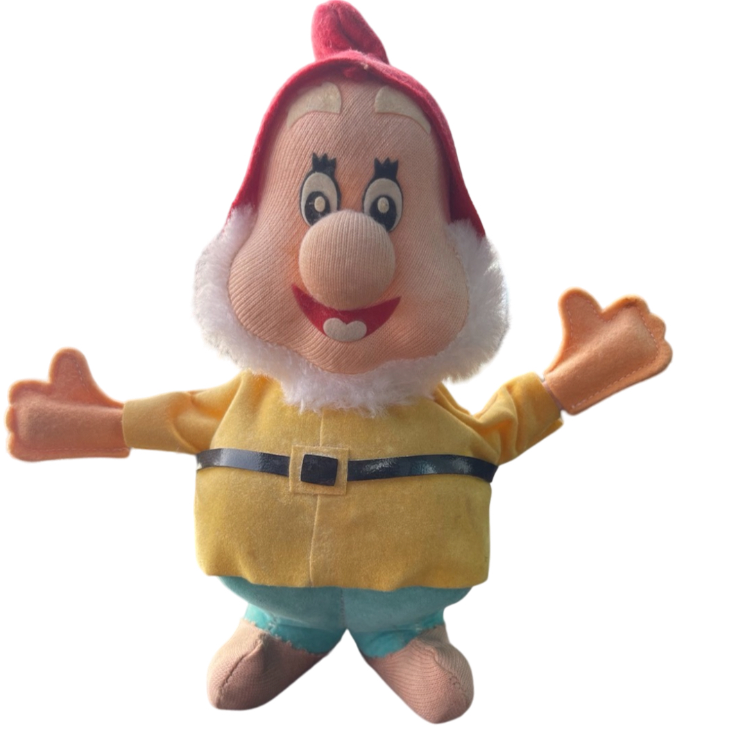 Vintage Walt DISNEY Snow White Dwarf HAPPY Cloth Figure 7 " Tall Japan