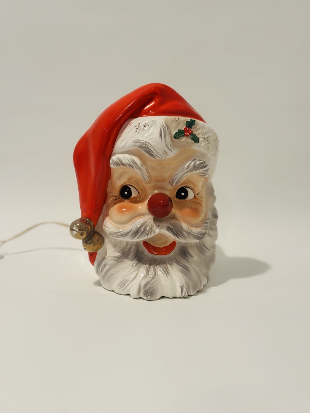 1966 RELPO Big Santa Head Planter W/Red Light Bulb Nose VTG - Works ...
