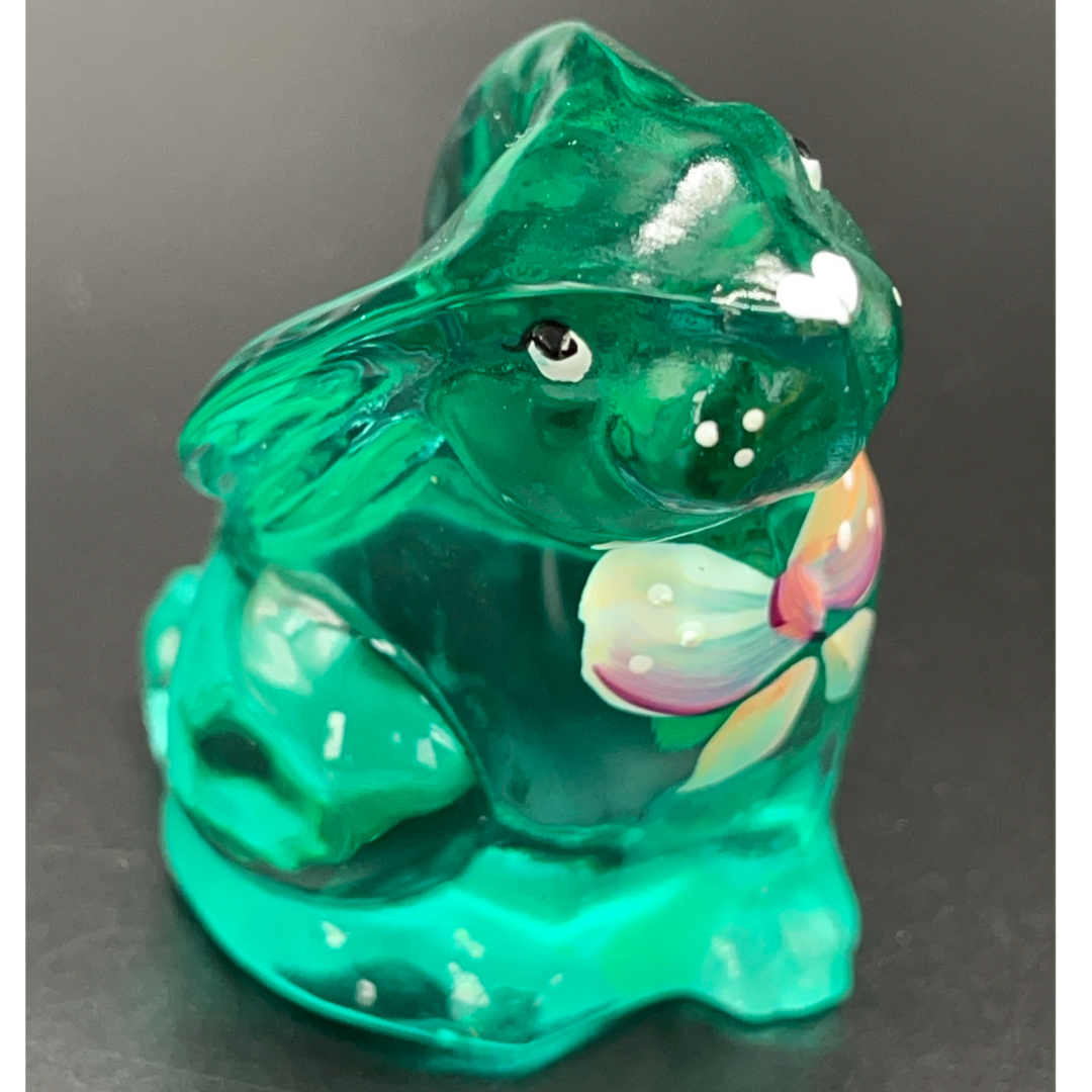 Fenton Aqua Teal Green Hand Painted Bunny Rabbit