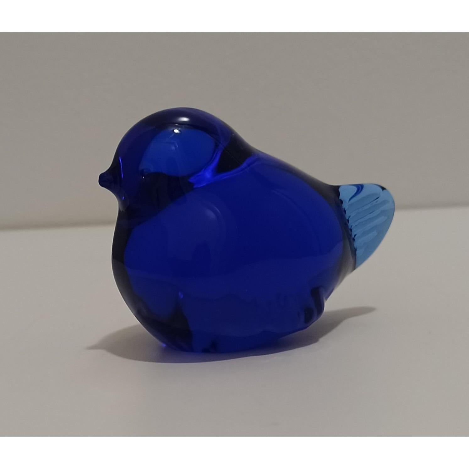 Cobalt Blue Glass Bird Of Happiness Swedish Reijmyre Signed Tyko