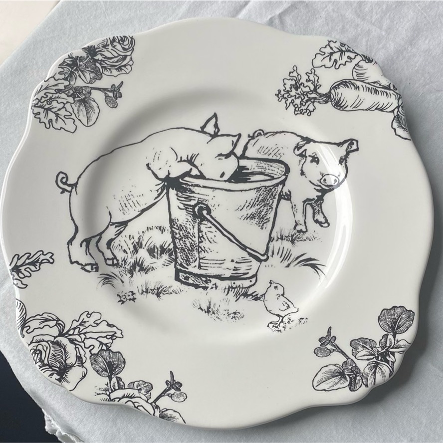 Sadek Barnyard Toile Elisabeth Trostli Collection Pigs Bucket Chic ...