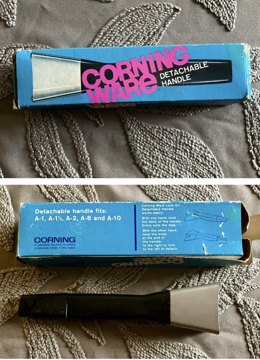 Vintage Corning Ware Glass Lock-On Detachable Handle Black A-10-HG USA Made