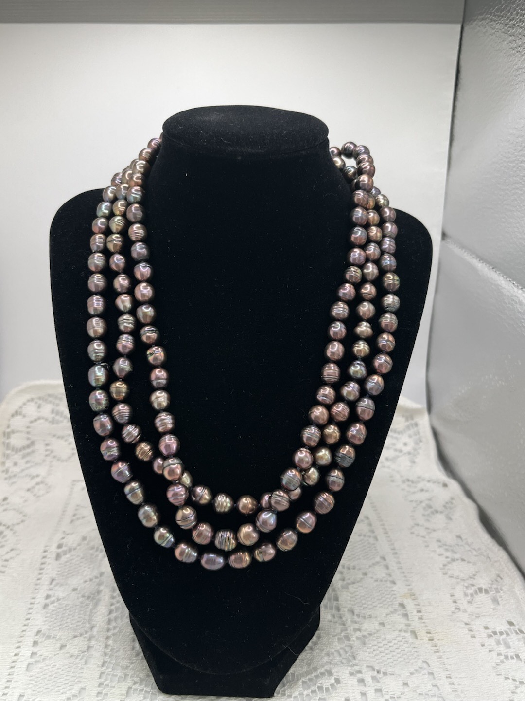 LUC 925 Multi-Strand Baroque Freshwater Pearl Necklace Sterling Silver