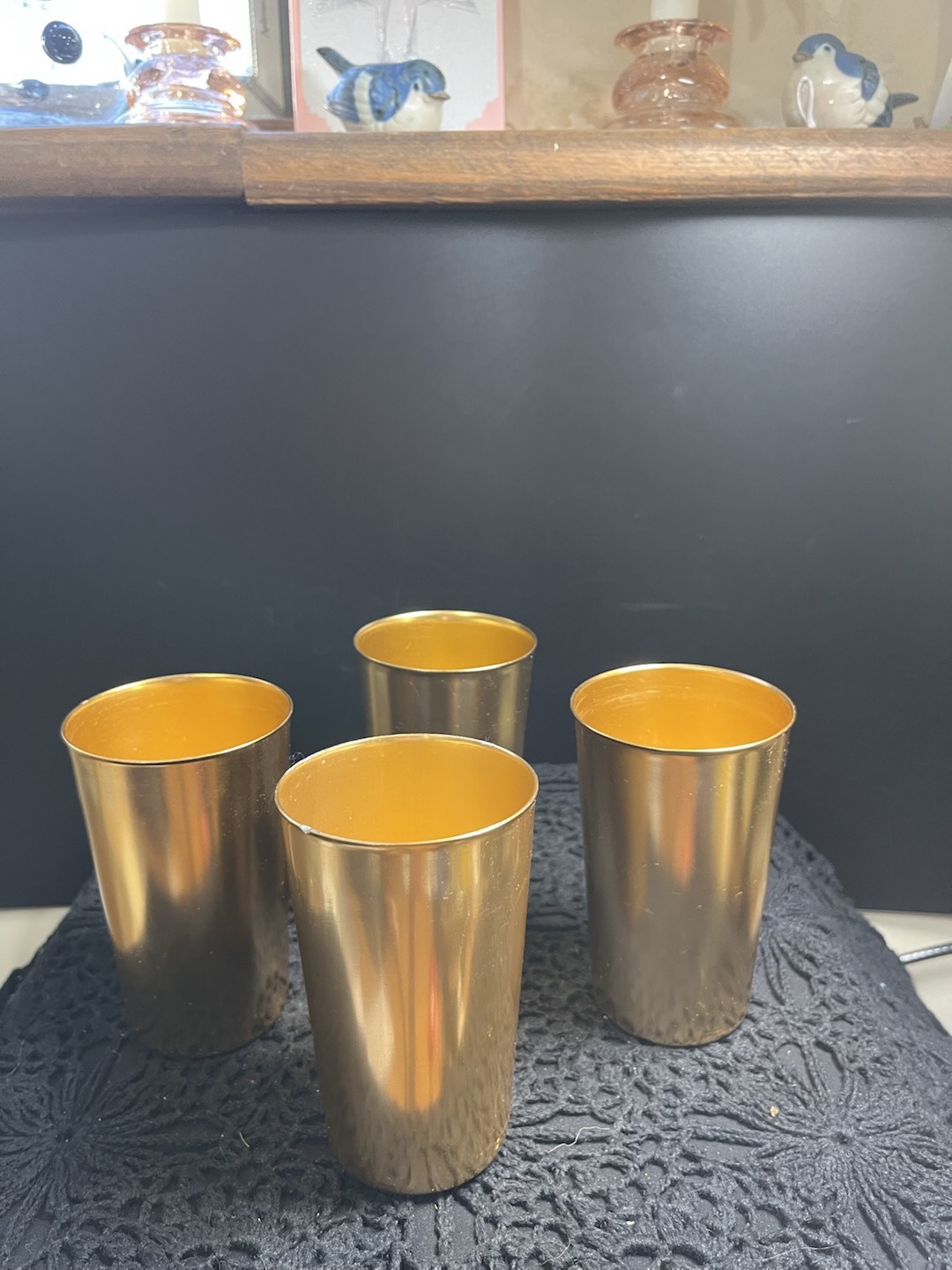 Bascal-Made in Italy-1950s or 1960s Set of 4 Aluminum Gold Tone Tumblers.