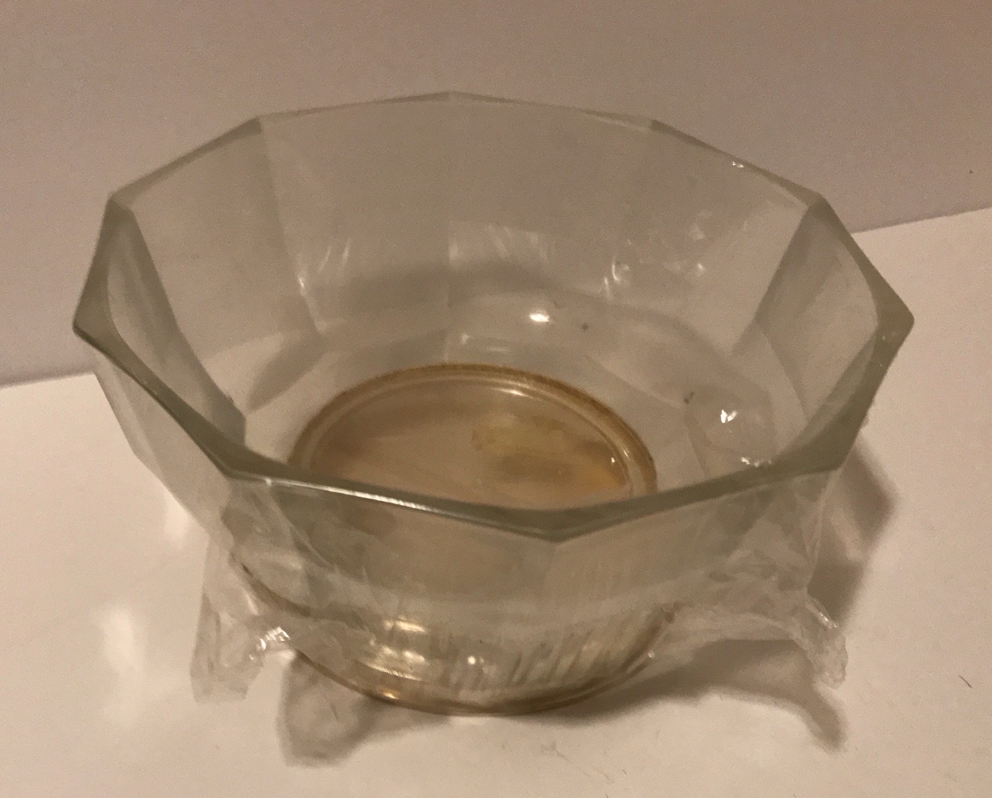 Godinger Decagon Crystal Bowl Silverplate Base 9in Made In Italy