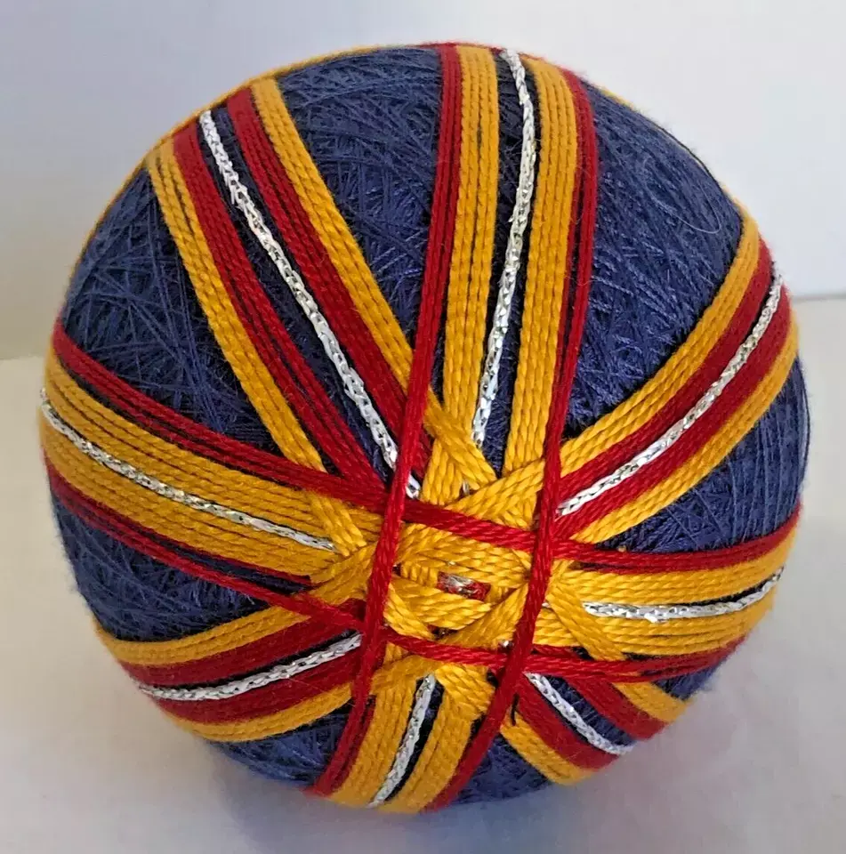 Vintage Temari Ball Japanese Traditional Thread Folk Art Handmade Blue ...