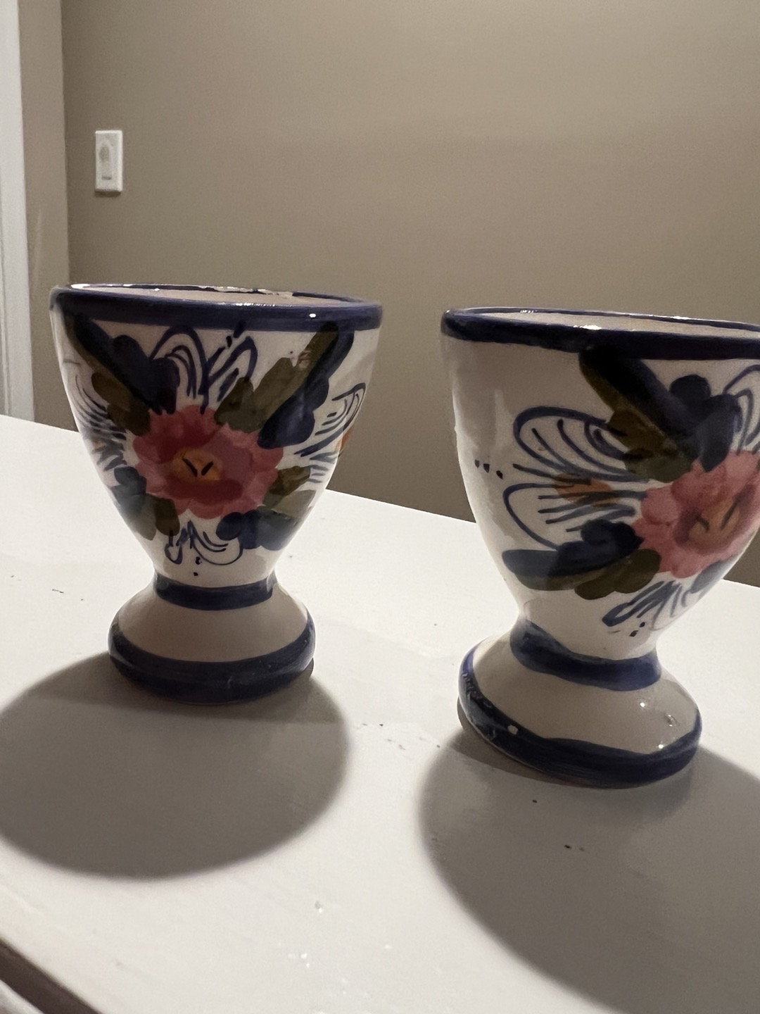 2 Mexican Style Painted Egg Cups