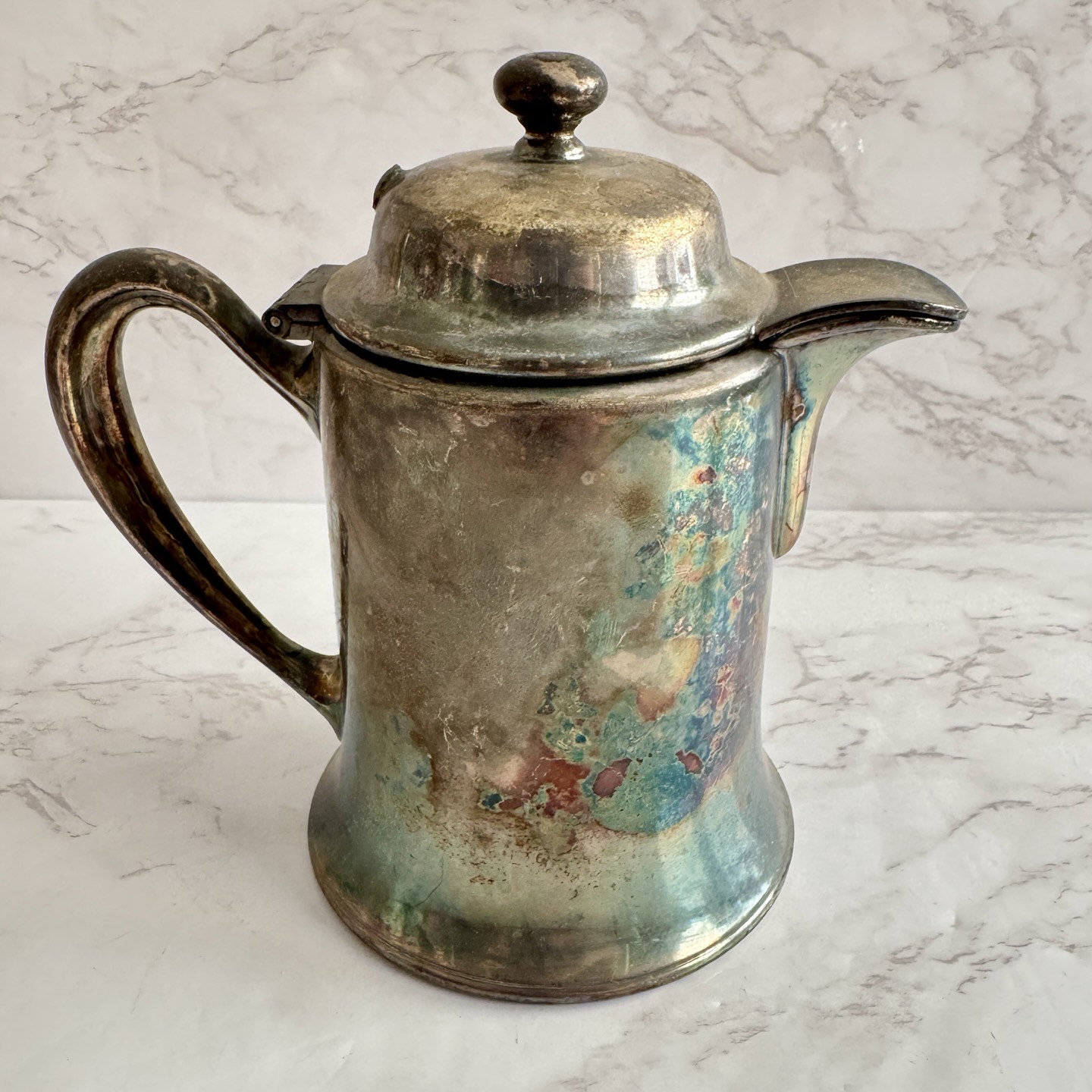 Vintage Fairpoint Silver Plate Creamer Mini Teapot Heavy Tarnish