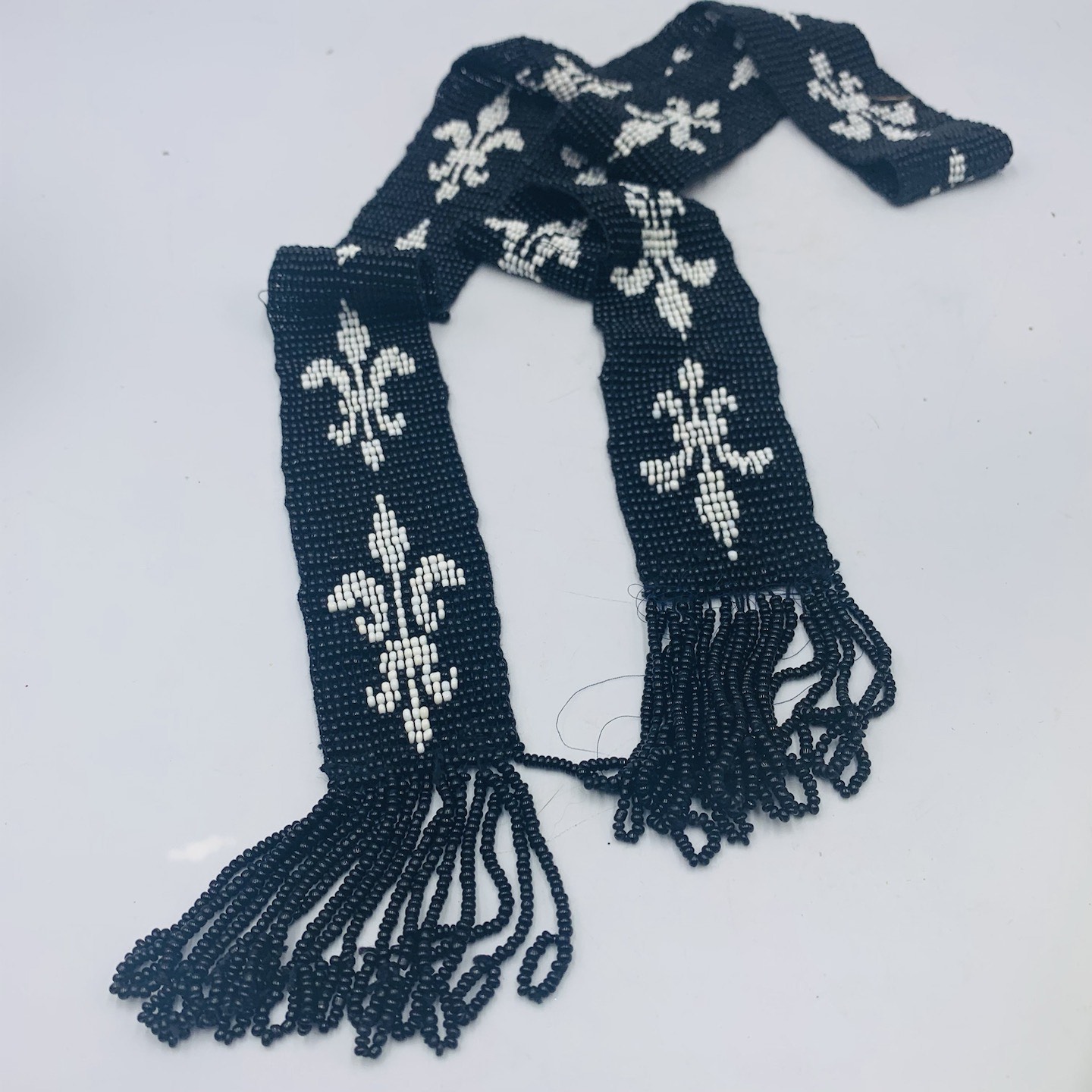 17. Native American Black Beaded Sash