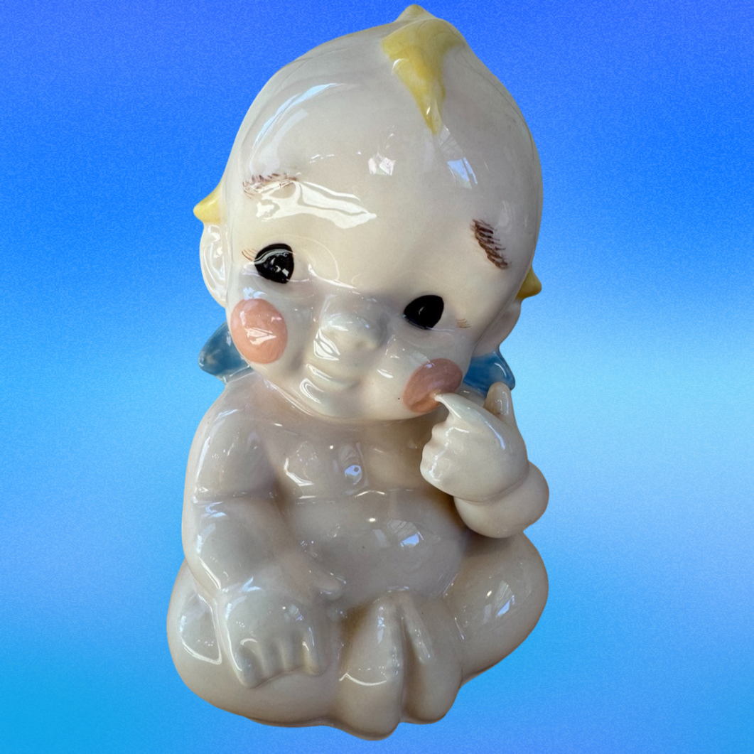 Vintage Lefton Kewpie Japan Blue Wings