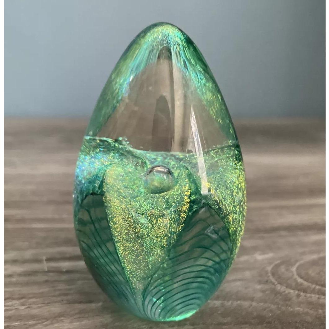 Vintage Glass Eye Studio Egg Shaped Paperweight Signed GES 97