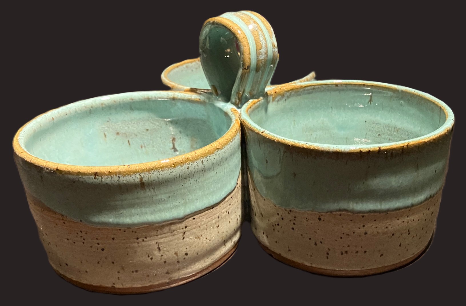 Studio Pottery Condiment Snack Dish Tray with Handle