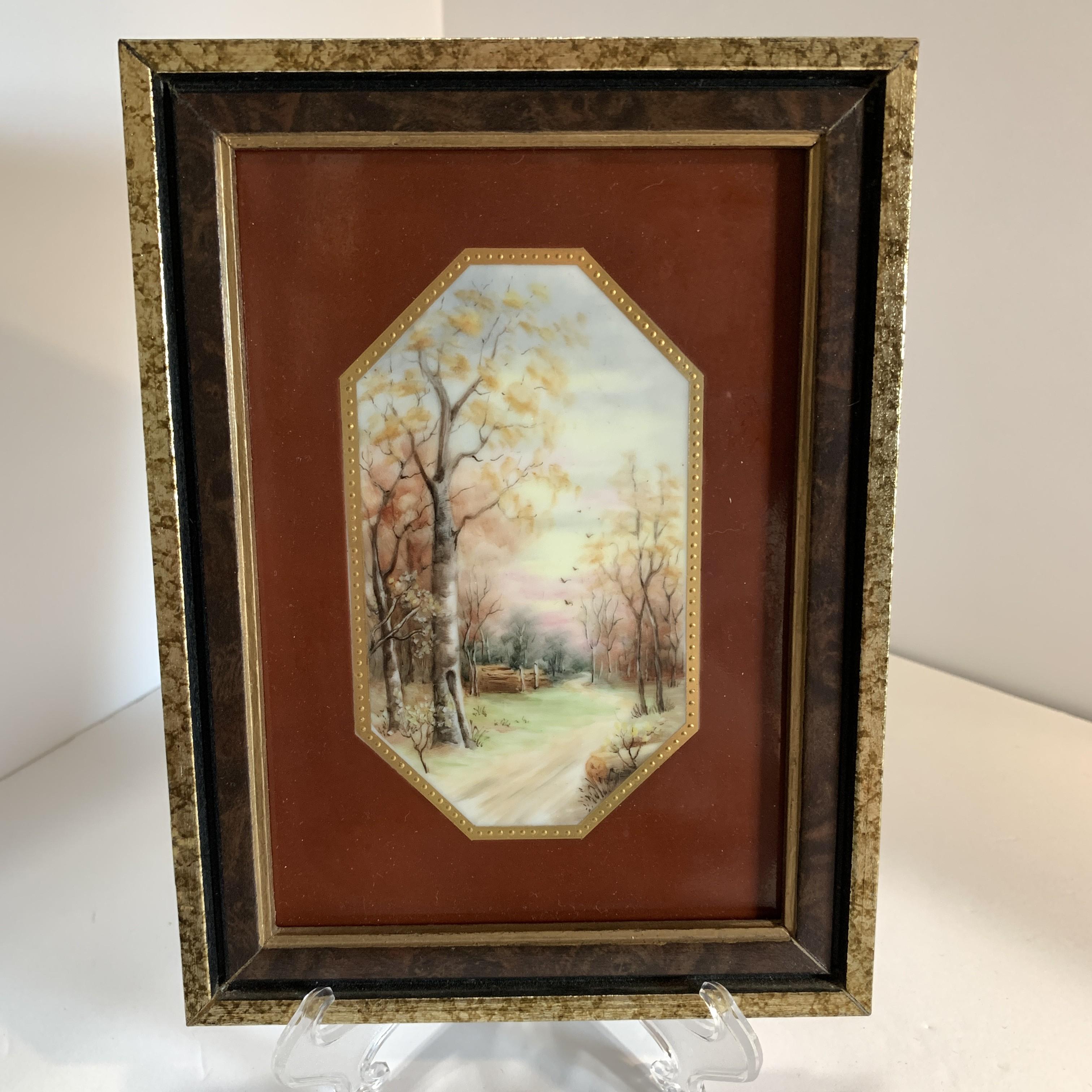 Scenic Tile in Frame Hand Painted