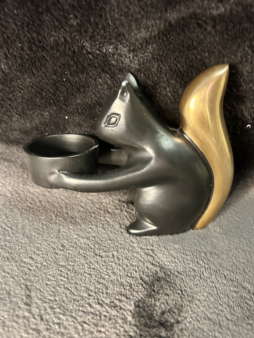 CRATE & BARREL CUTE SQUIRREL TEA LIGHT VOTIVE CANDLE HOLDER Black &Gold ...