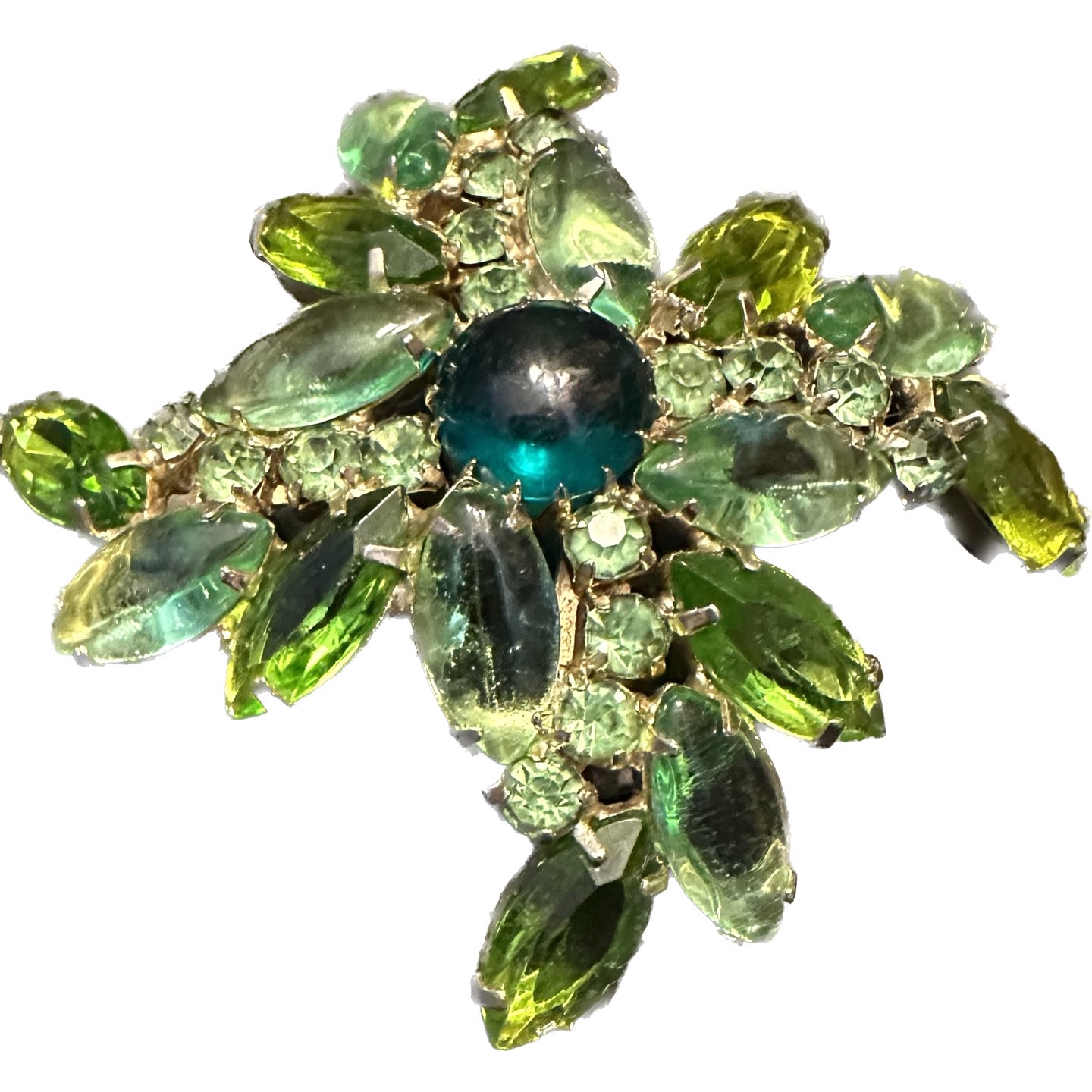 Vintage Juliana Brooch Emerald & Peridot Spray Safety Latch Completely ...