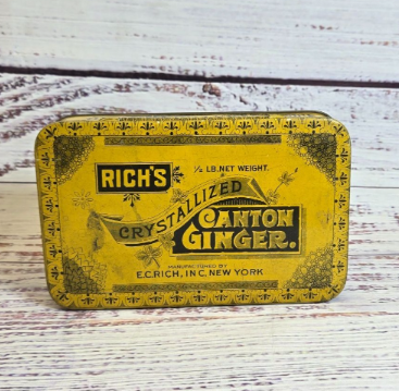 Antique Rich's Canton Ginger Tin Advertisement Early 1900s sweetmeat