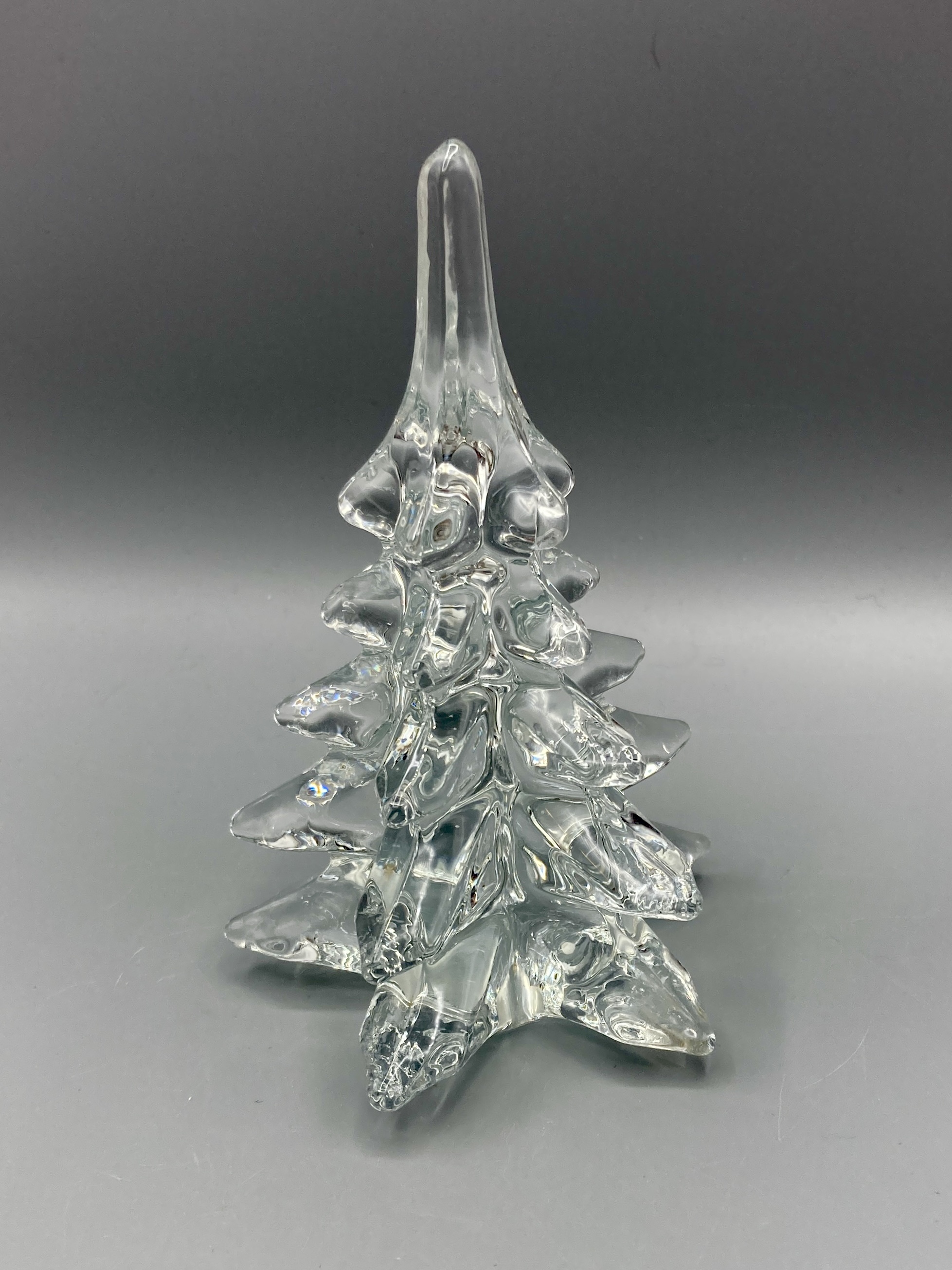 Vintage Clear Glass Christmas Tree Paperweight