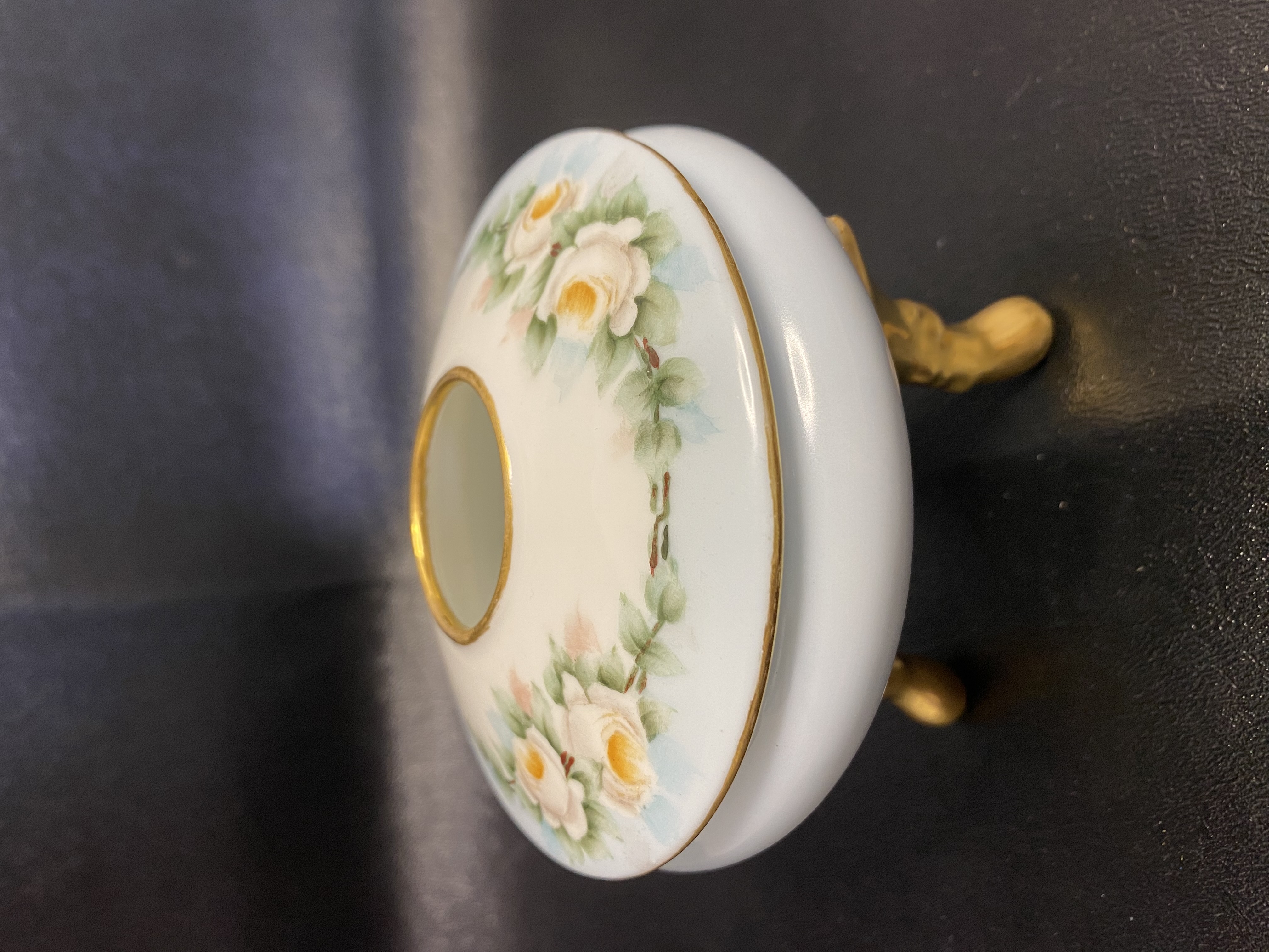 Antique Peerless Footed Victorian Hair Reciever Bavarian Porcelain