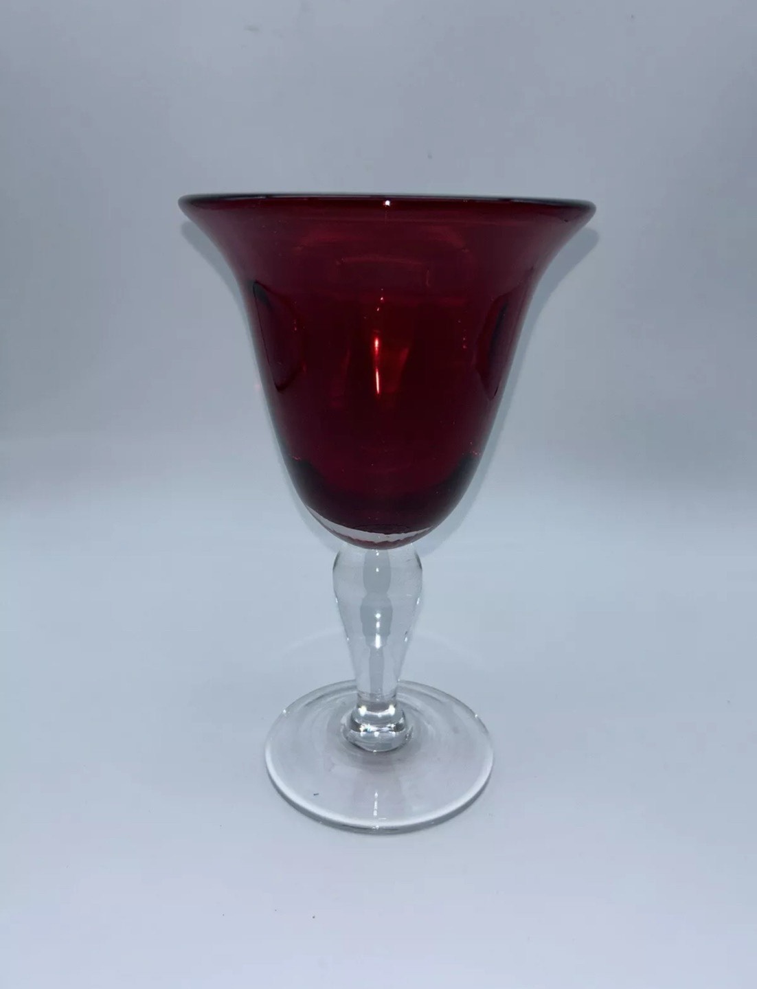 One Ruby Red Tall Champagne Flutes Glass 8"Tall