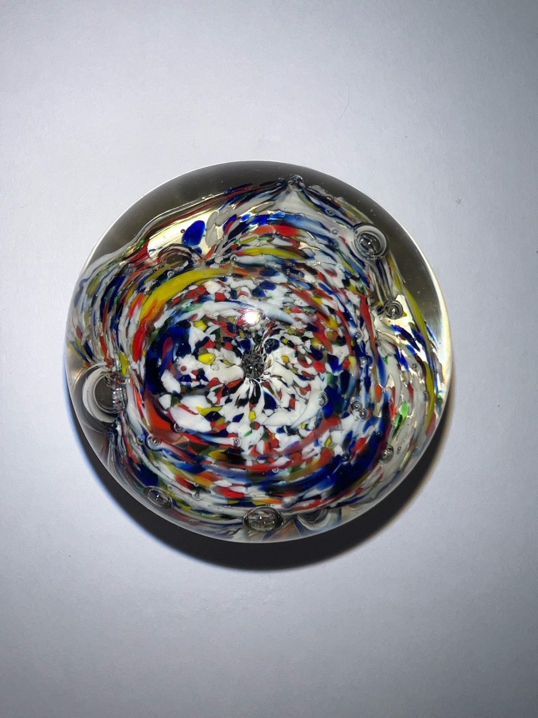 Multicolor Art Glass Paperweight, Small, 1.75” x 2” diameter