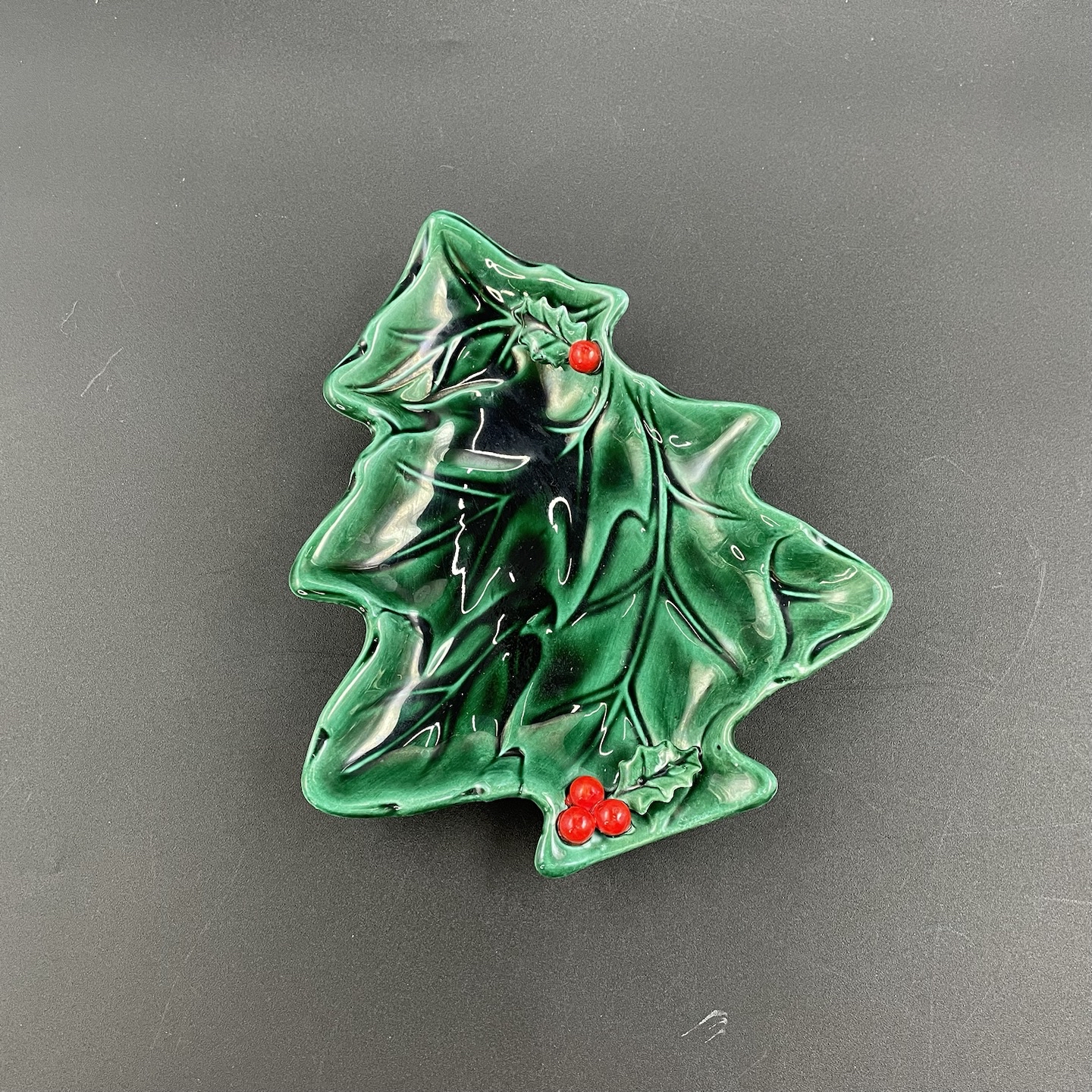 Lefton China Christmas Tree with Holly Berries Porcelain Dish Original ...