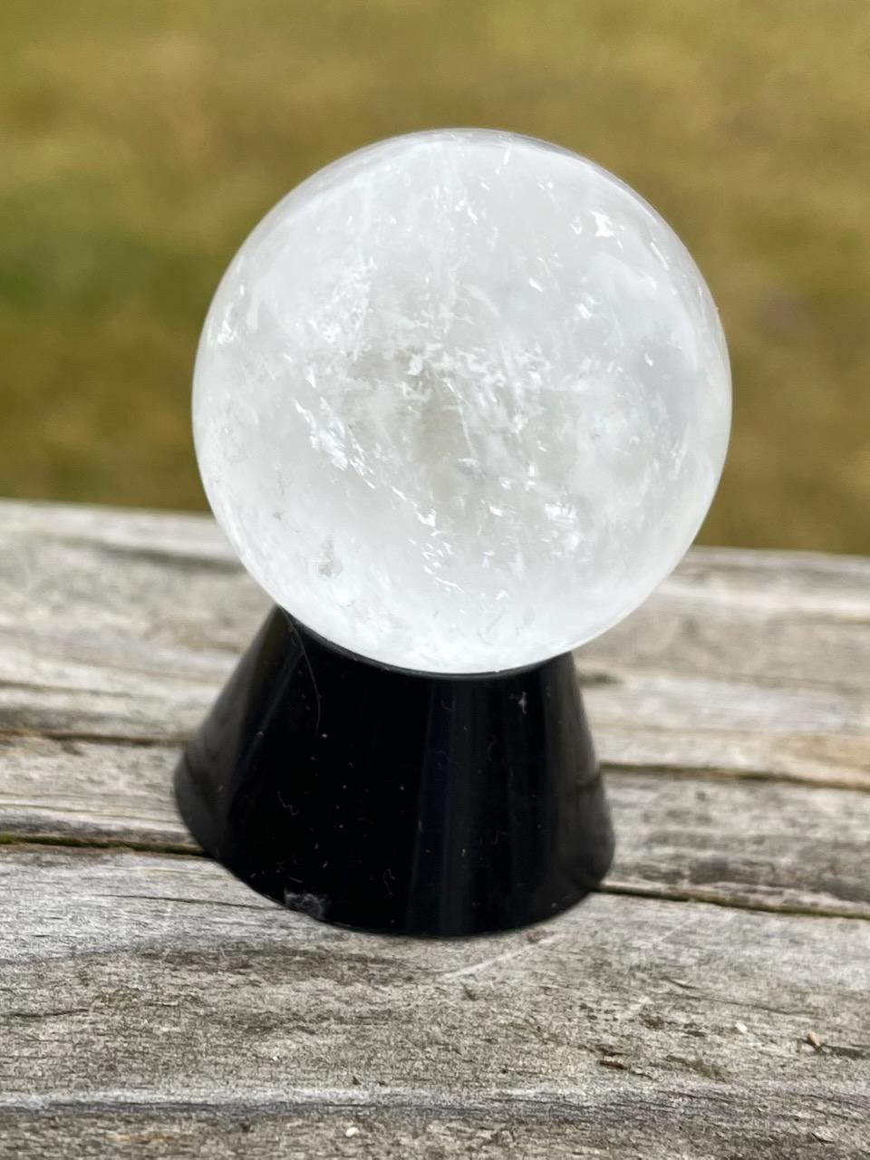 White and Clear Quartz Orb Sphere 40 mm