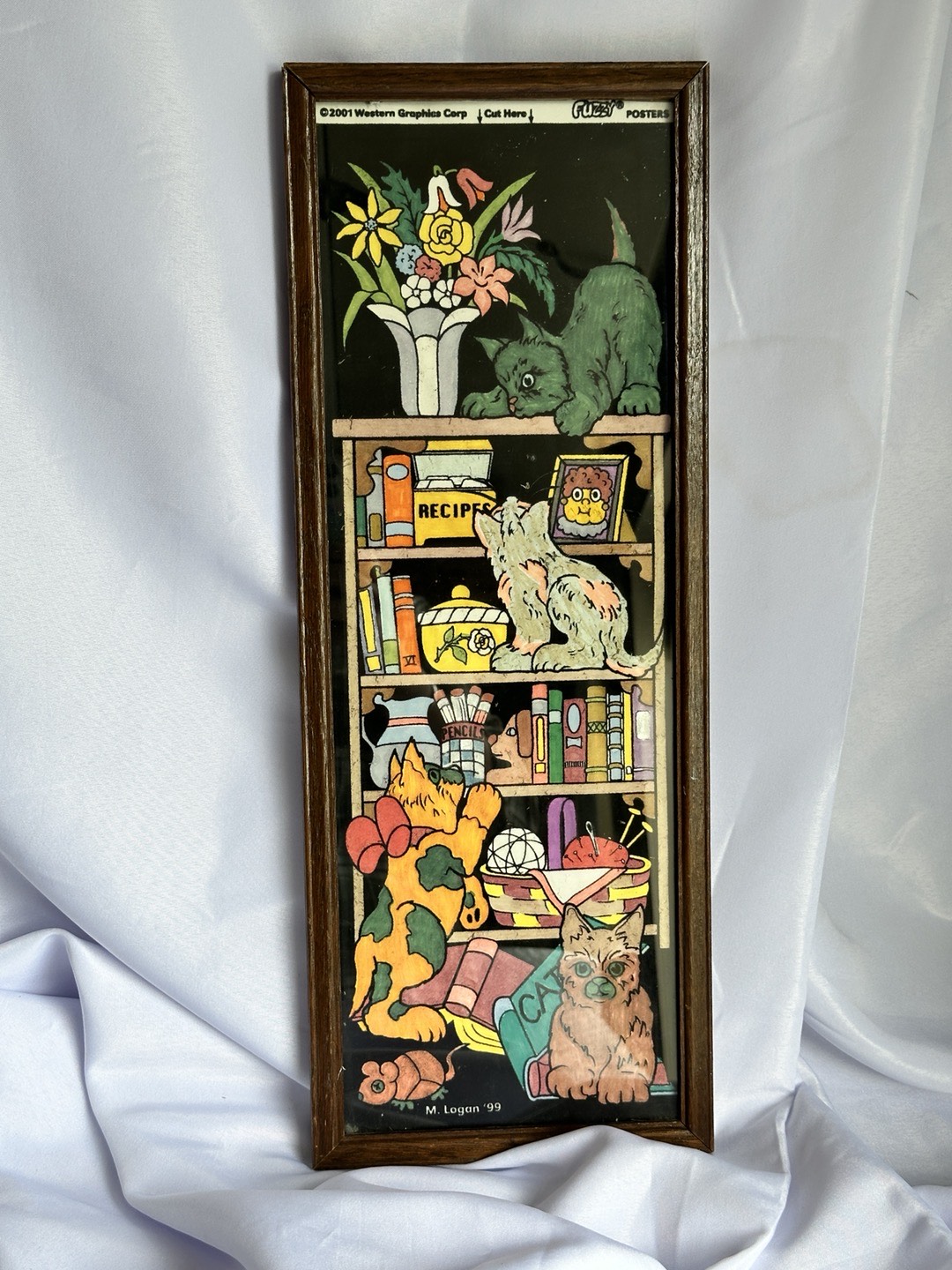 #458 2001 Western Graphics Corp, Fuzzy Posters, Signed M. Logan 99, Framed