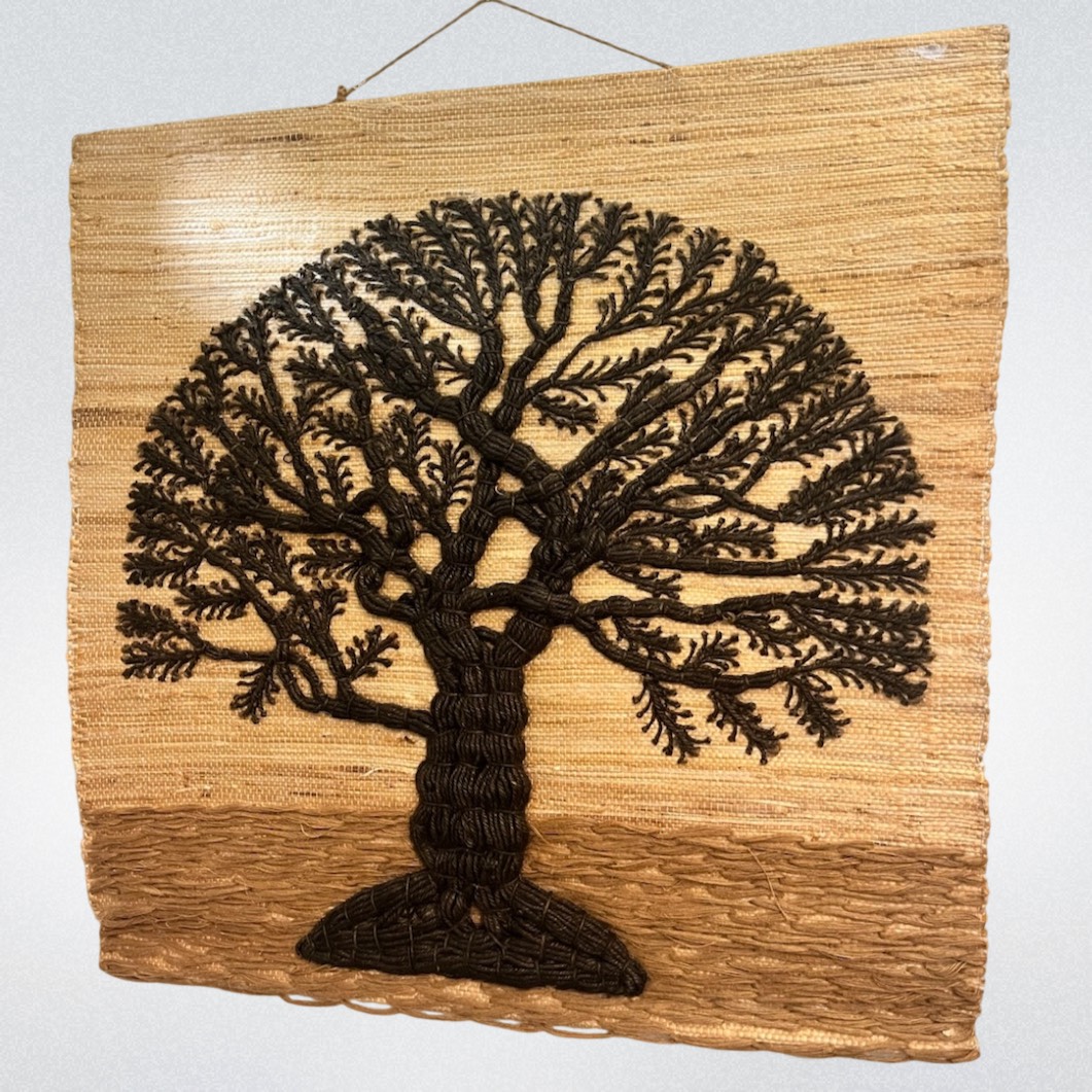 Large Woven- Tree of Life -Wall Hanging – 37”x36”- Yarn, Jute, Sisal.
