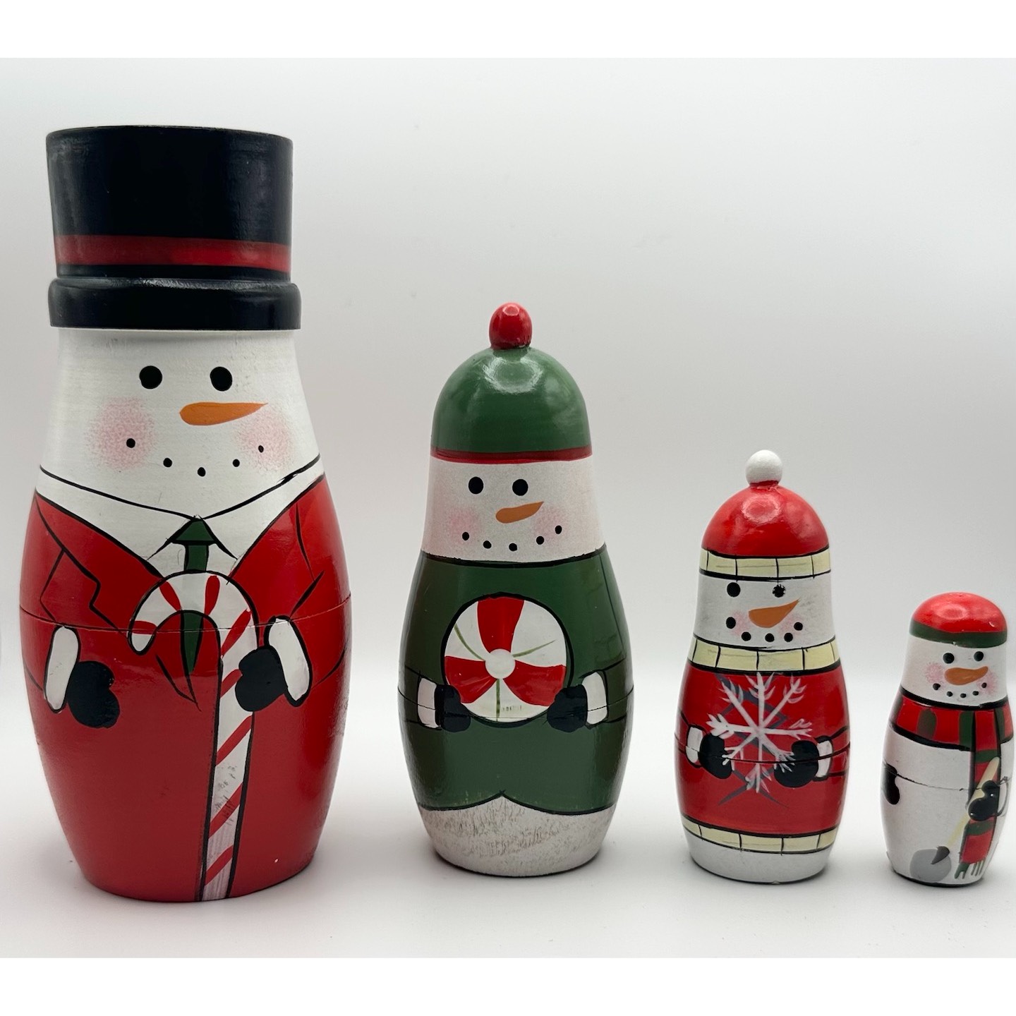 4 Vintage Snowmen Nesting Dolls