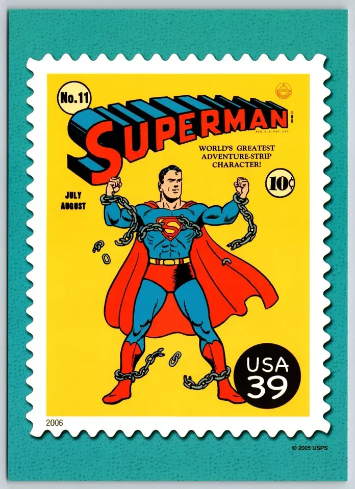 Postcard Superman Jumbo Super Heroes DC Comics Stamp Image 2005 - 12007