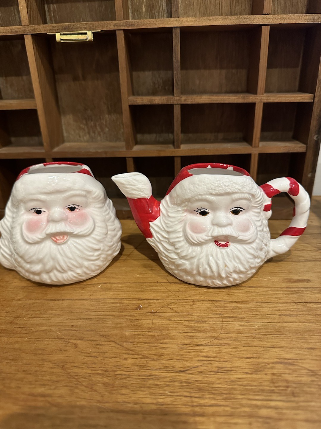 Vintage Santa Cream And Sugar Set