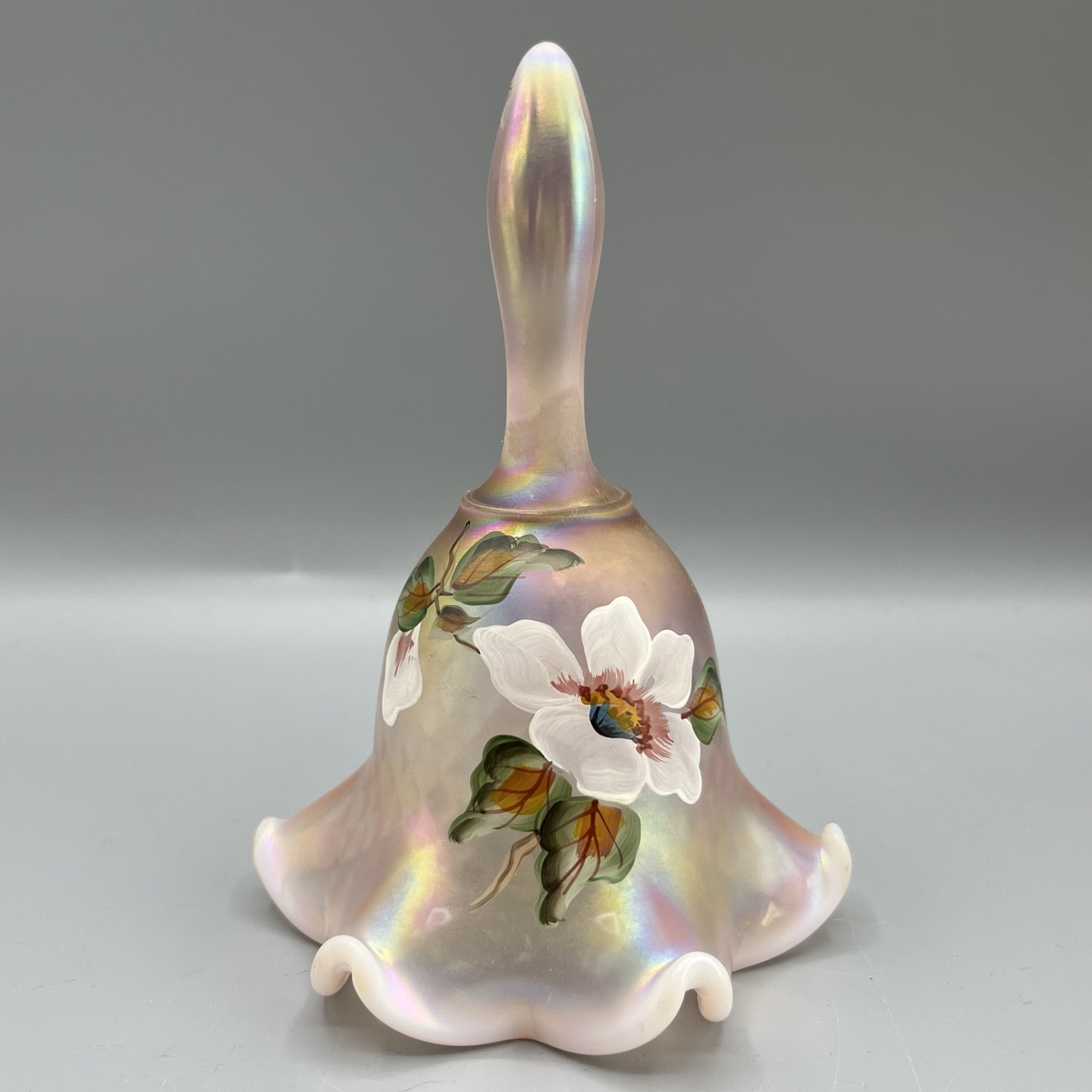 Fenton Pink Iridescent Dogwood Flower Bell Signed & Numbered Bill ...