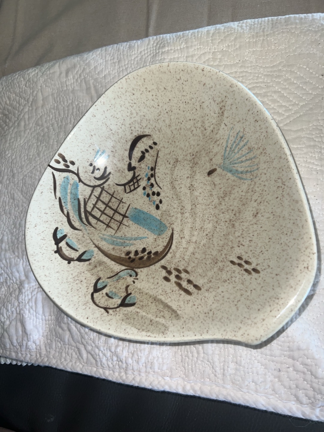 Vintage Bob White Quail Red Wing Pottery Serving Bowl