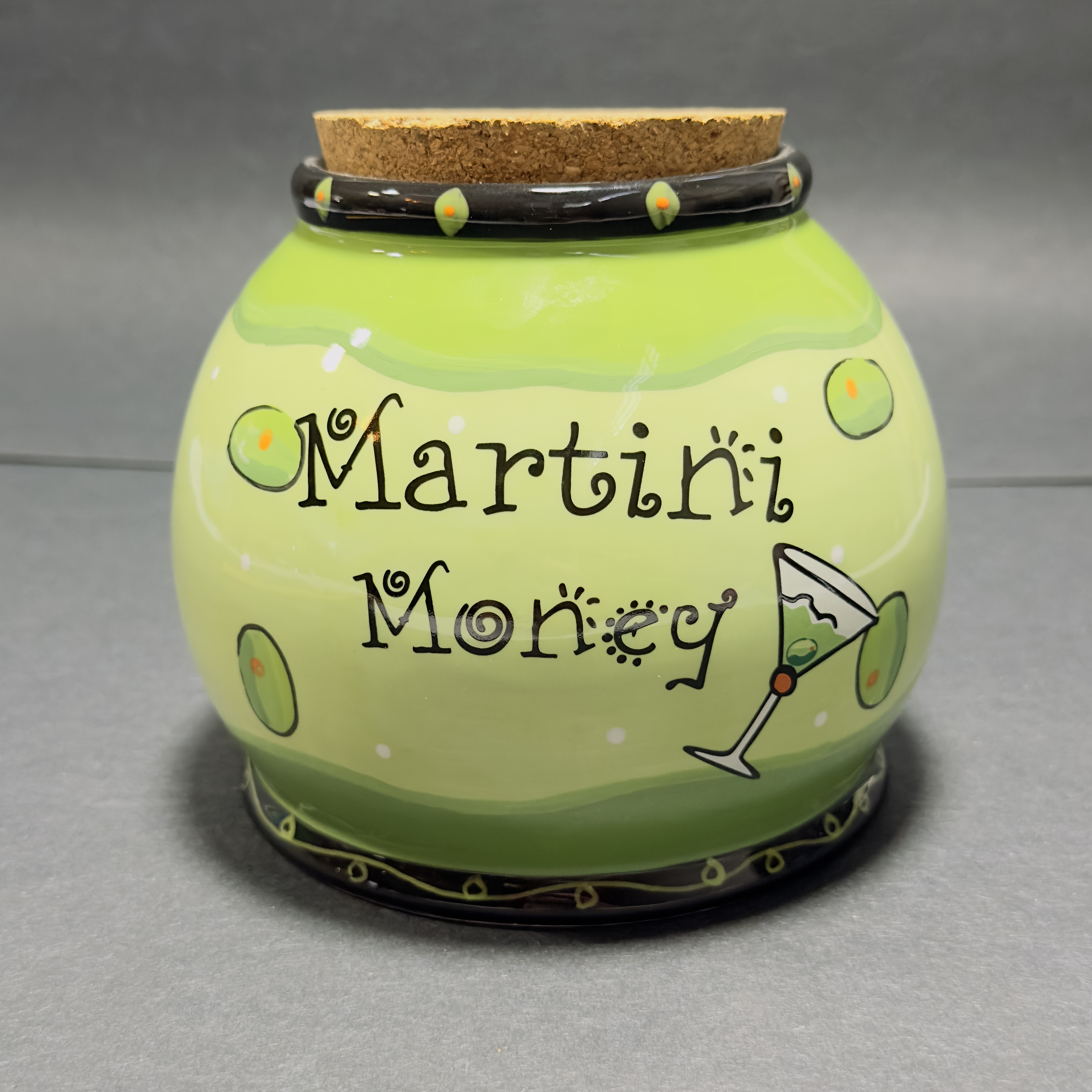 #1258 Bella Casa By Ganz, Ceramic, "Martini Money" Cash Jar, Coin Bank ...