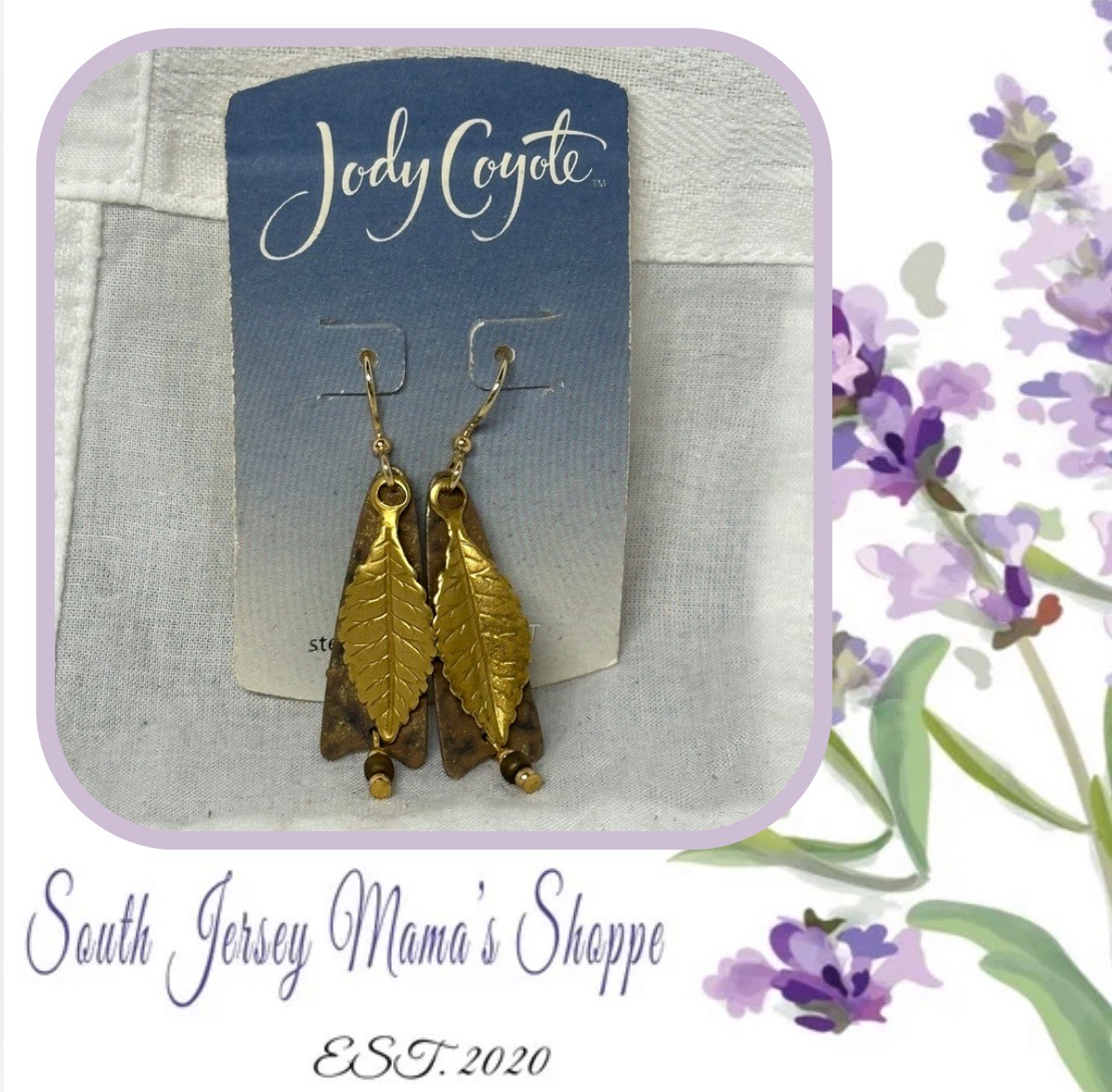 Vintage Jody Coyote Gold Tone Leaf And Brass Color Pierced Earrings NWT
