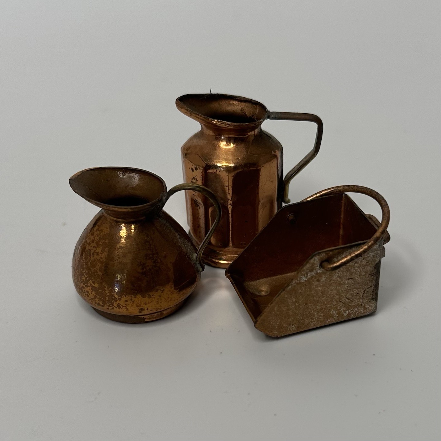 Miniature Copper Vessels Set/3-Pitcher Pail 1.25”