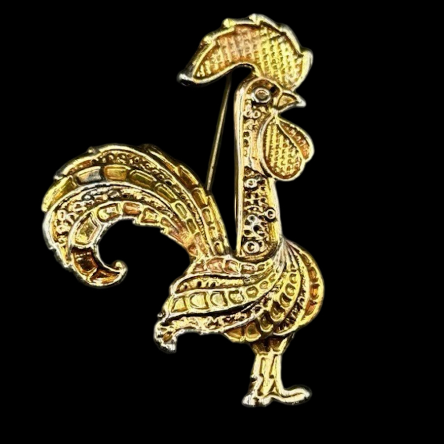 007 Portuguese Rooster Brooch Gold Tone