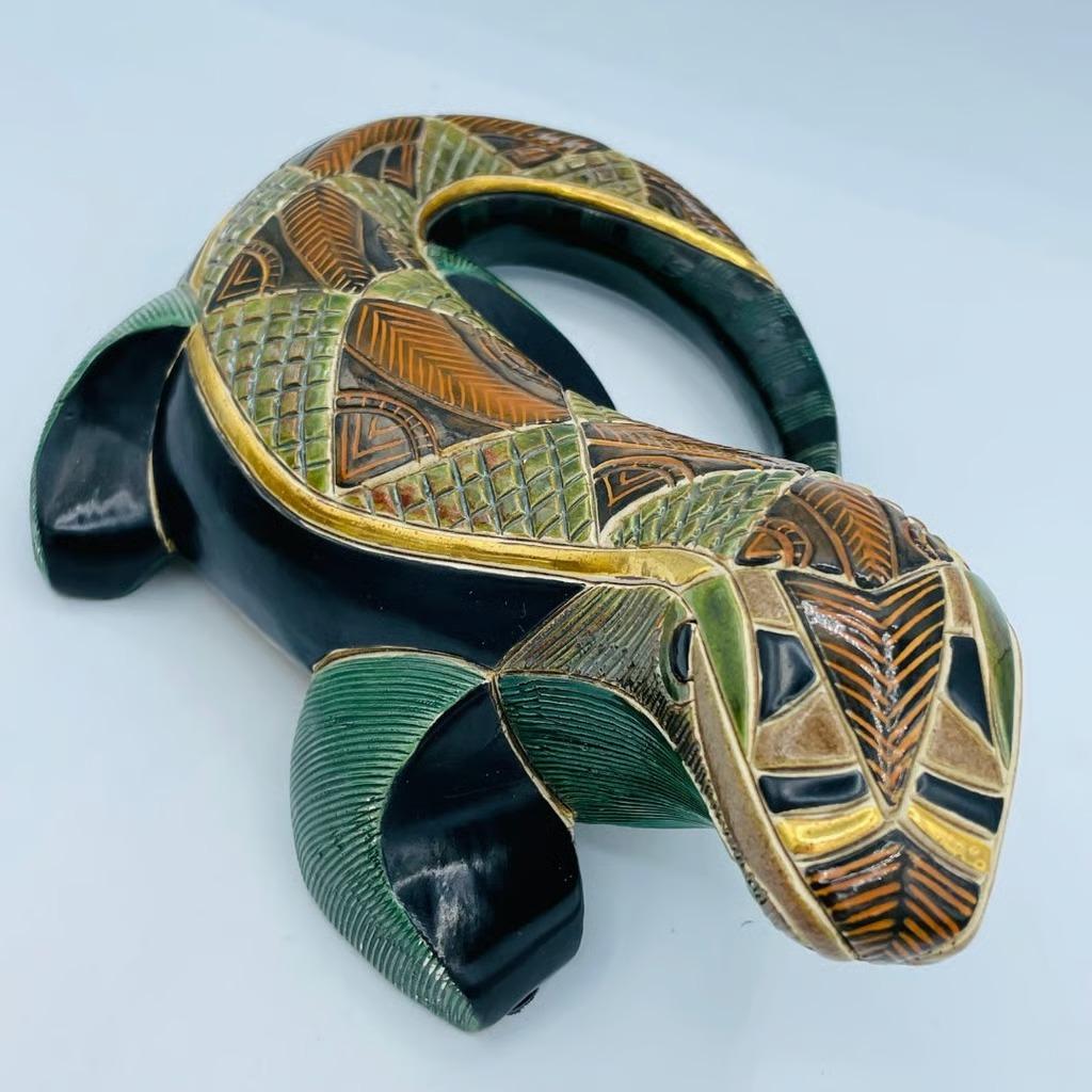 #01 - Large Lizard Iguana Artesania Rinconada Hand Carved Painted ...