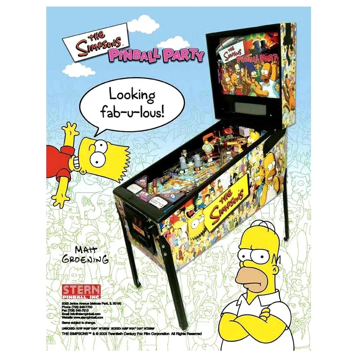 Simpsons Pinball Party FLYER Original NOS 2003 Game Artwork Hit TV Show ...