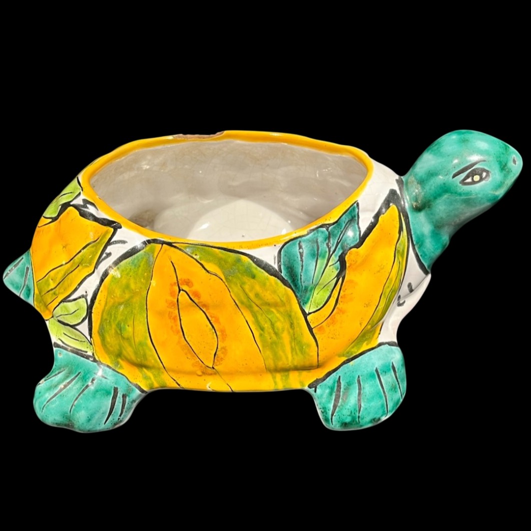 Talavera - Hand Painted- Turtle Planter – 11” x 7” x 4.5” – Signed “T ...