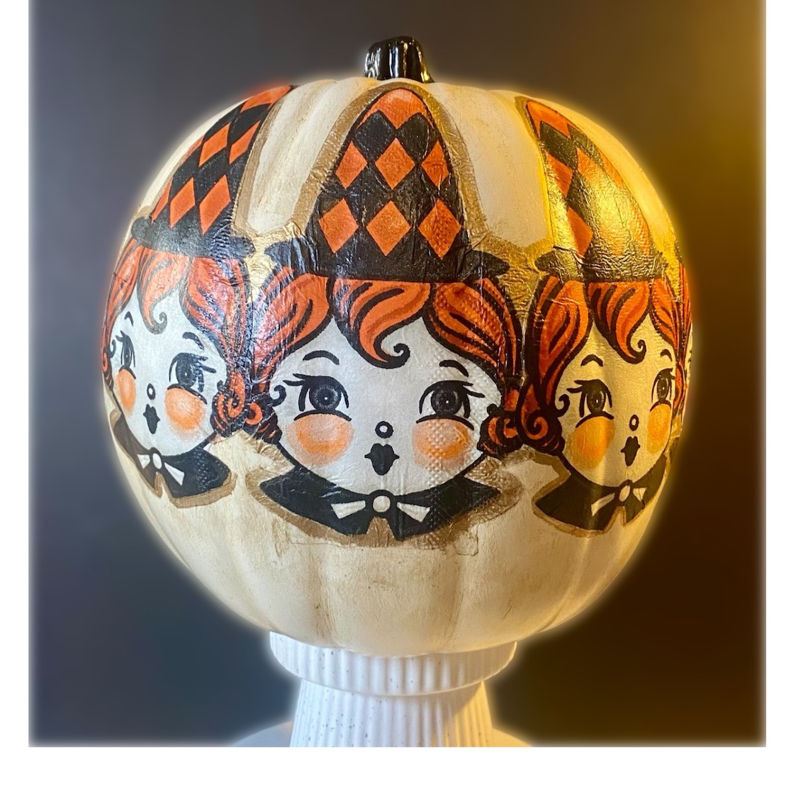 437. Vintage Inspired Handcrafted Decoupaged Pumpkin Using Johanna Parker Halloween Napkins